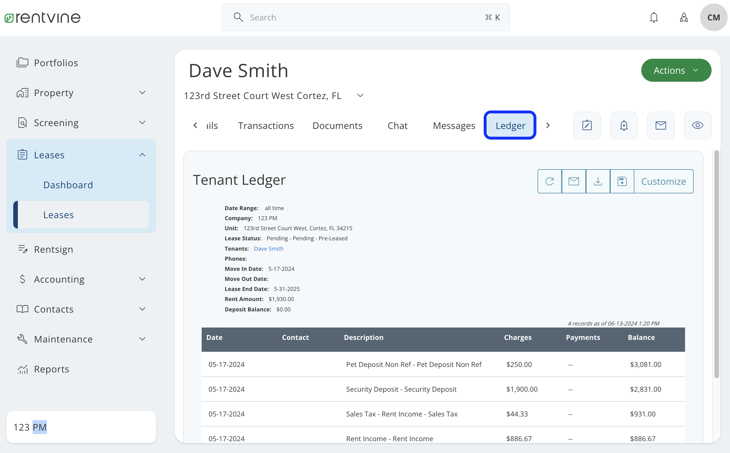 How to View a Tenant/ Lease Ledger